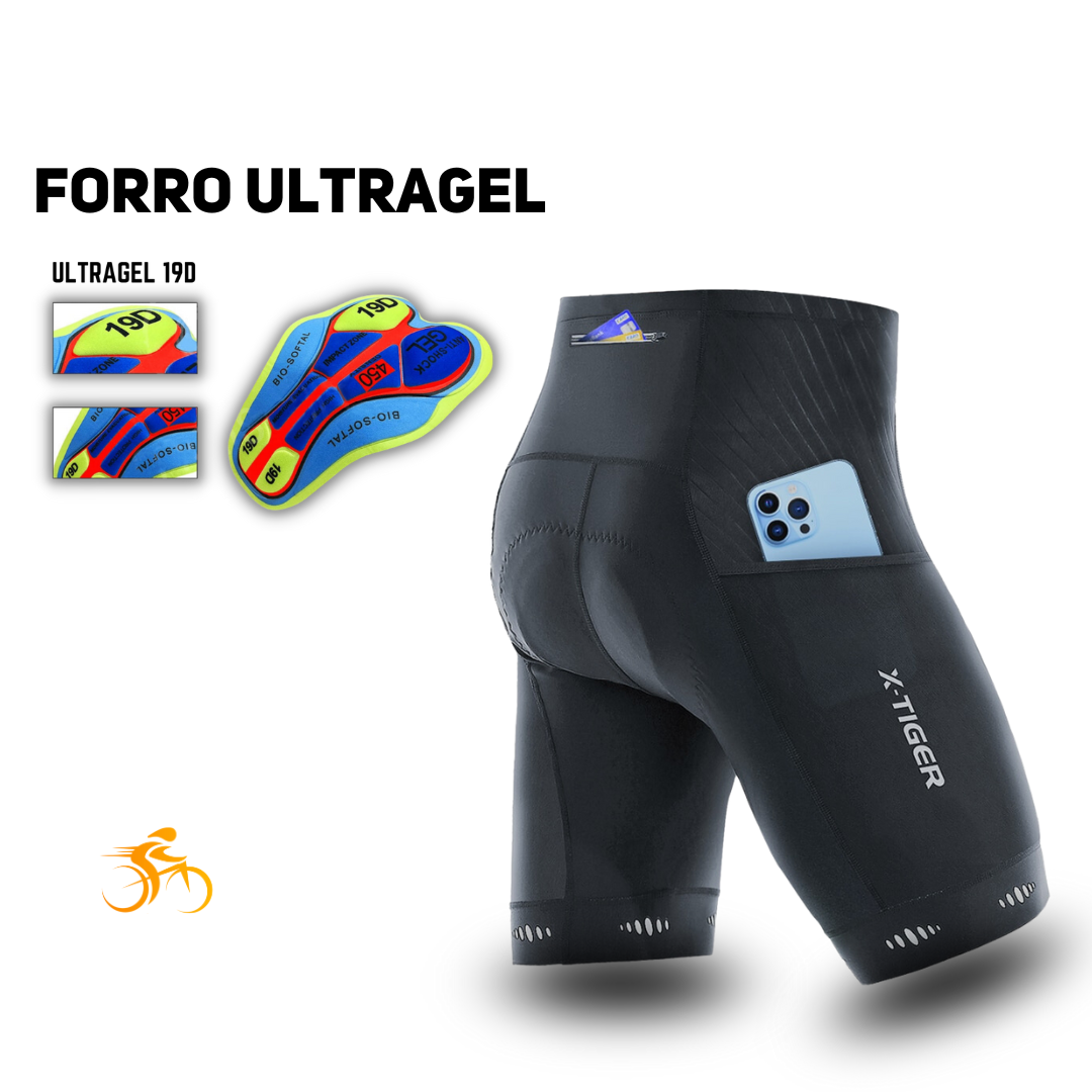 Bermuda Premium Ultragel X-Tiger | + BRINDE EXCLUSIVO – Duda Bike Store